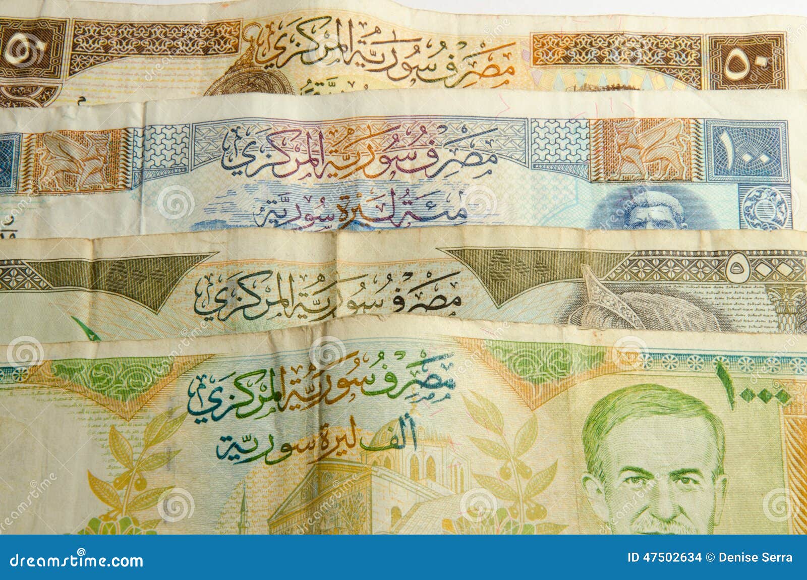 Syrian Pound Or Lira Banknotes. Money Of The Arabic Country. Close Up ...