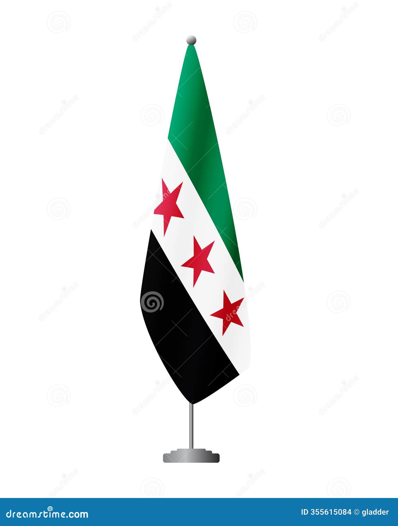 Syrian Revolution Flag on Flagpole Mesh Vector Stock Vector ...