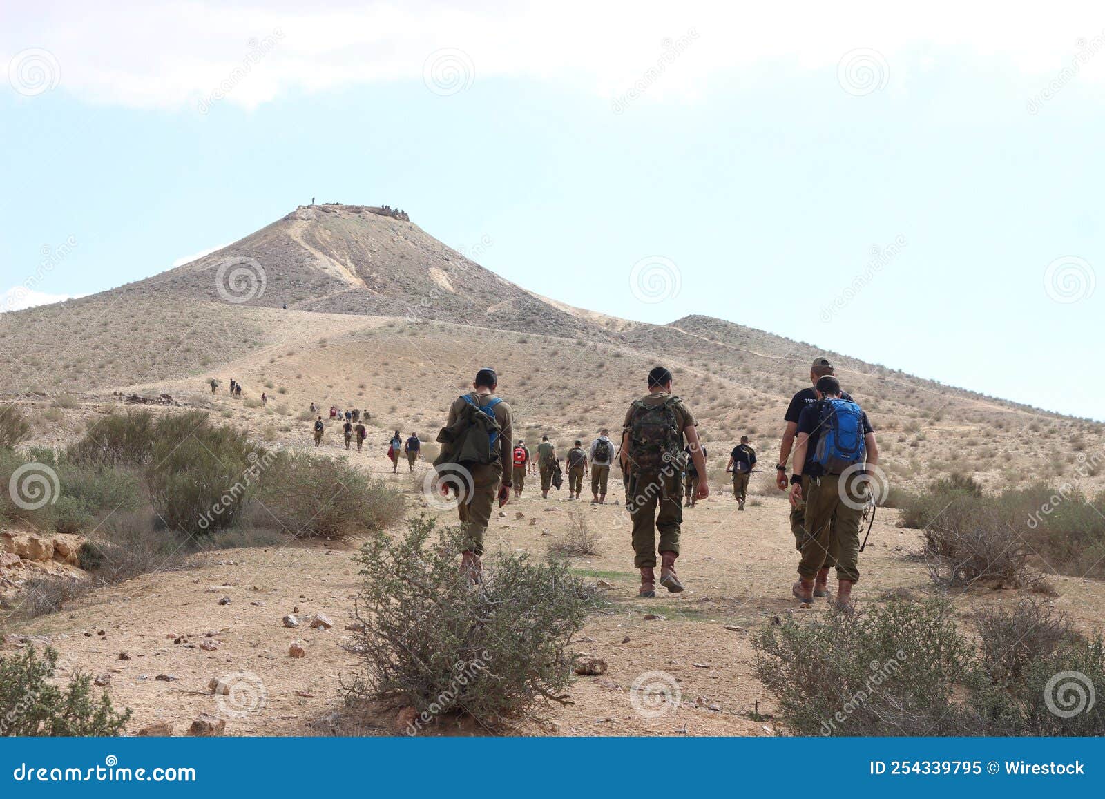 Syrian Soldiers Walking in the Desert from Behind Stock Image - Image ...