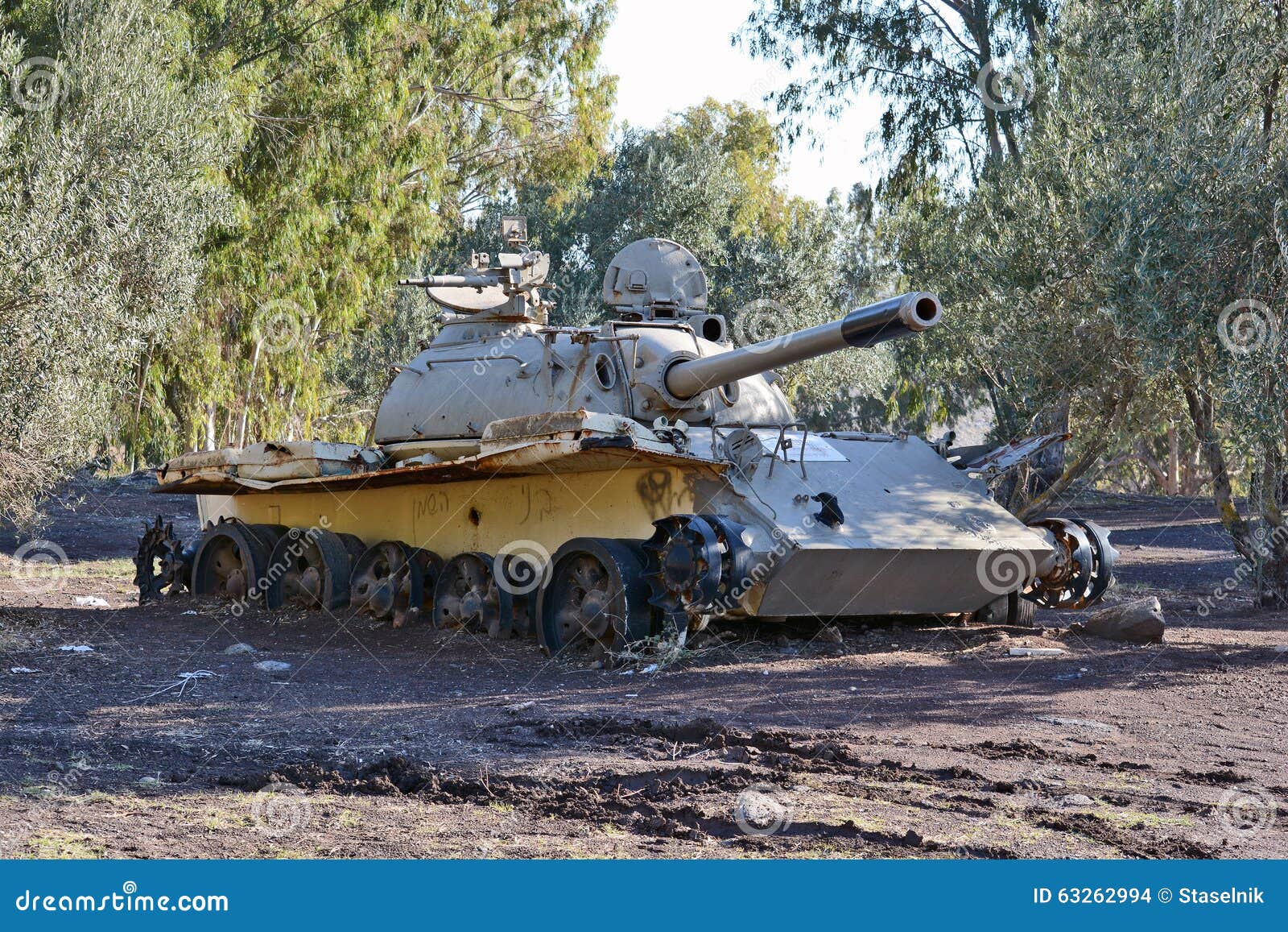 Syrian T-55 Soviet-made after the Fighting with Israel on the Go Stock ...