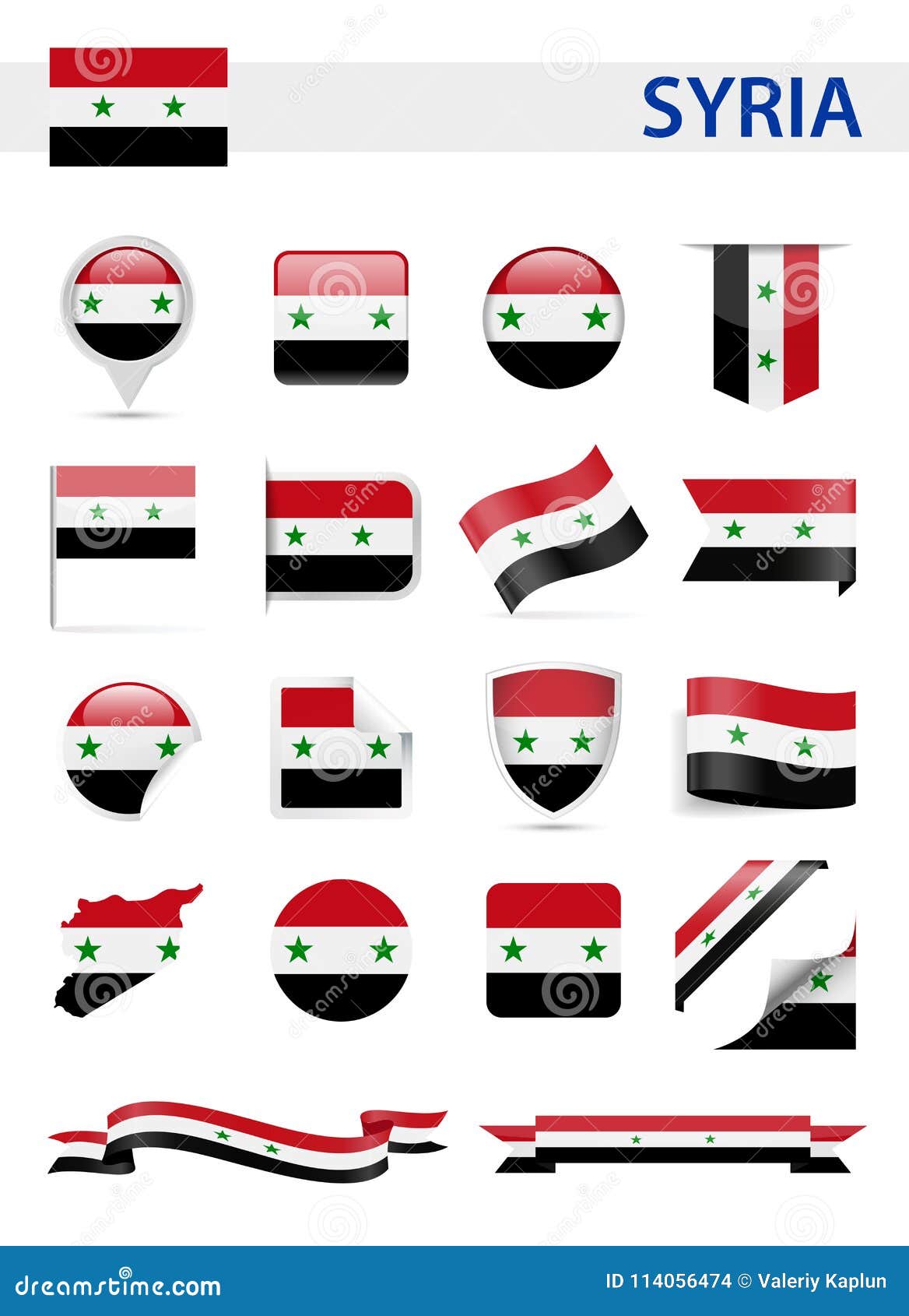 Syrien-Flaggen-Vektor-Satz stock abbildung. Illustration von ikonen ...