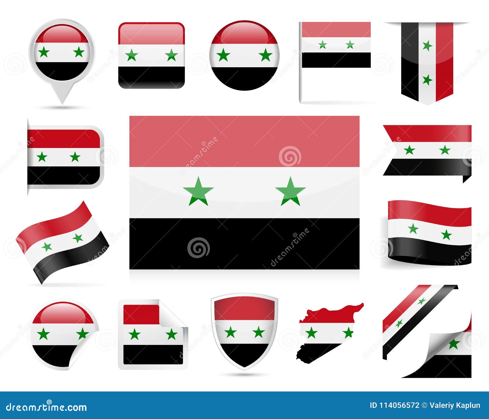 Syrien-Flaggen-Vektor-Satz stock abbildung. Illustration von freiheit ...