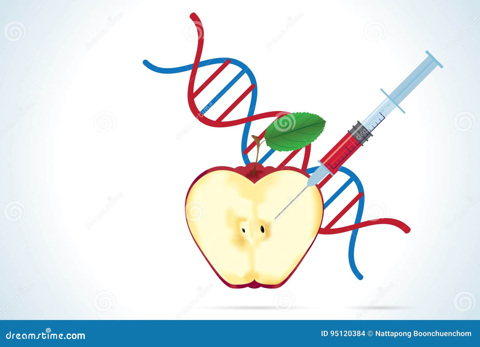 Syringe with Apple and Dna Molecule Stock Vector - Illustration of ...