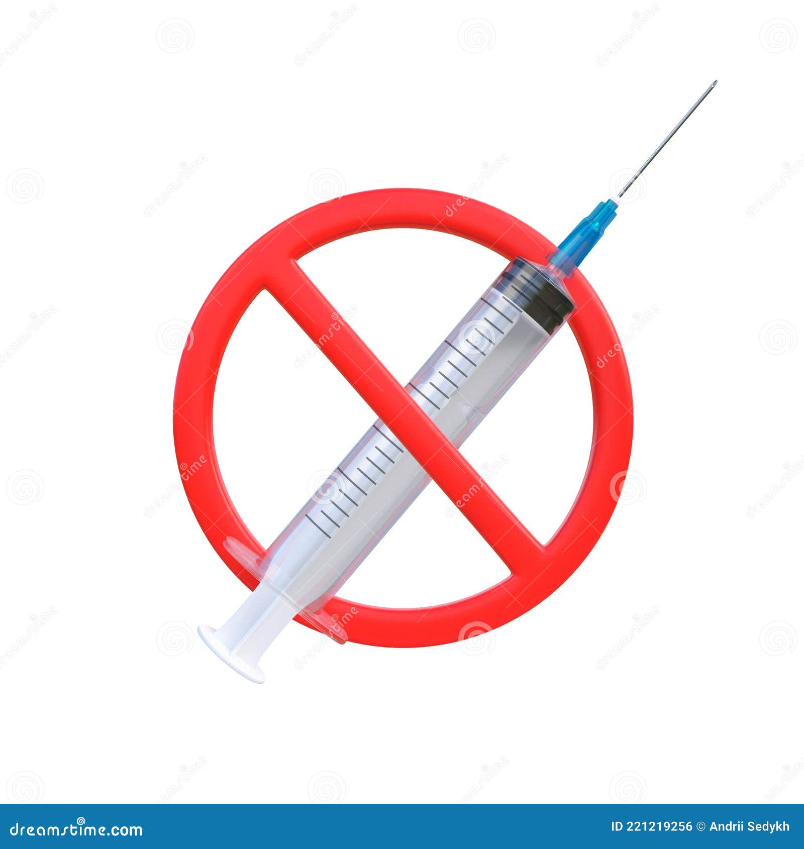 Syringe on the Background of a Prohibited Sign Stock Illustration ...