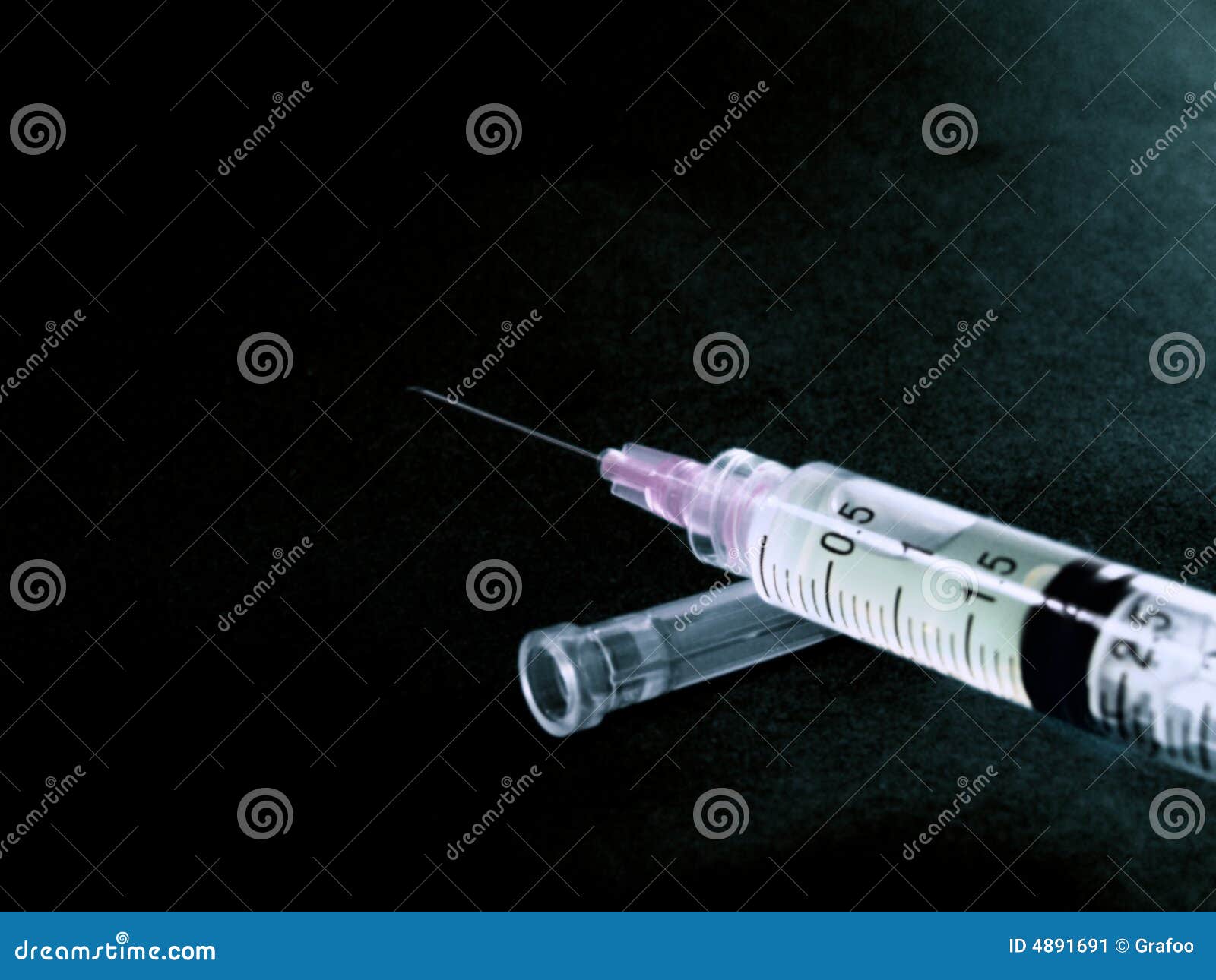Syringe on black stock image. Image of utensil, health - 4891691
