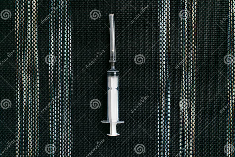 Syringe on Black Background. Stock Photo - Image of disposable, blood ...