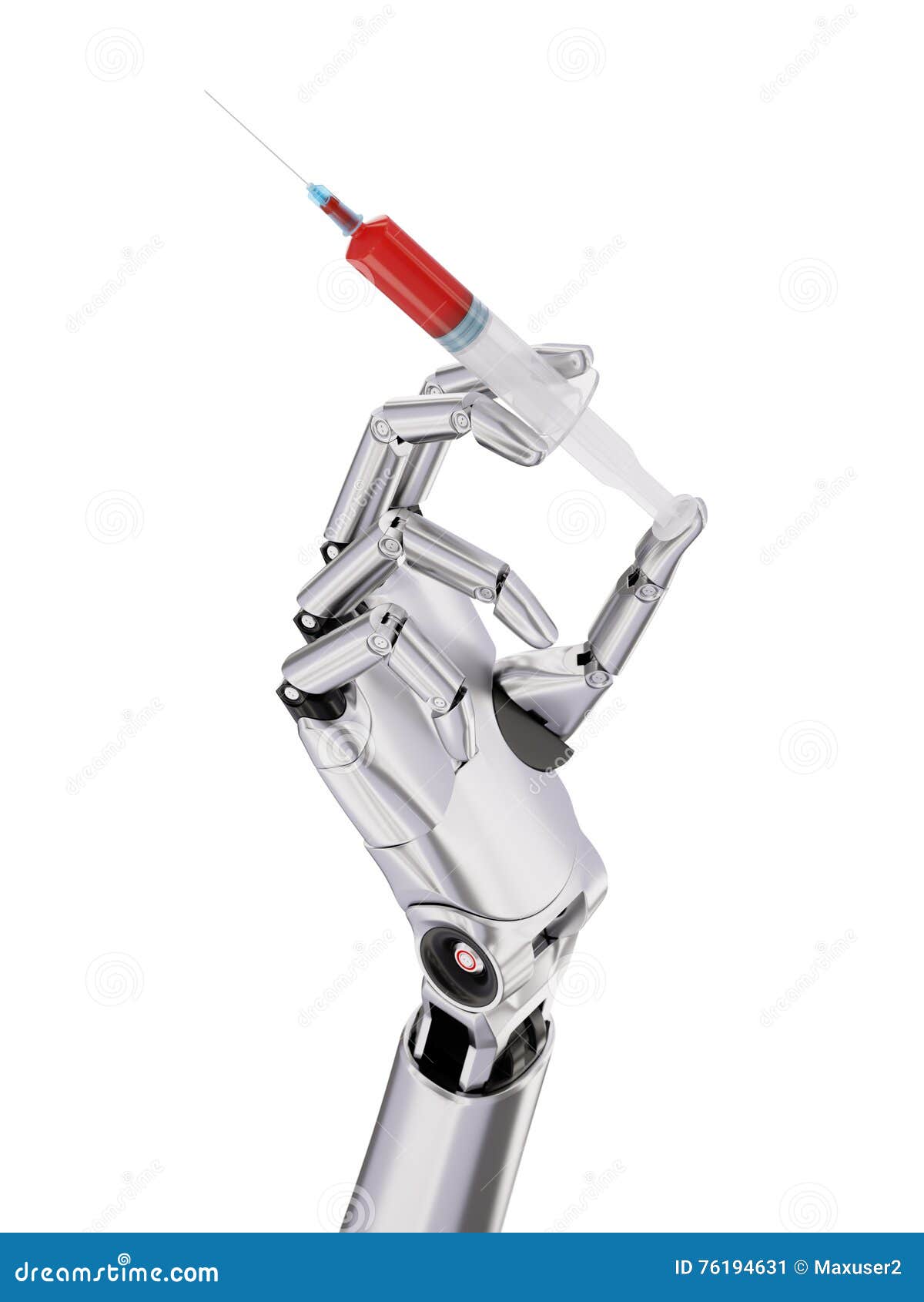 Syringe with Blood in Robotic Hand Concept 3d Illustration Stock ...