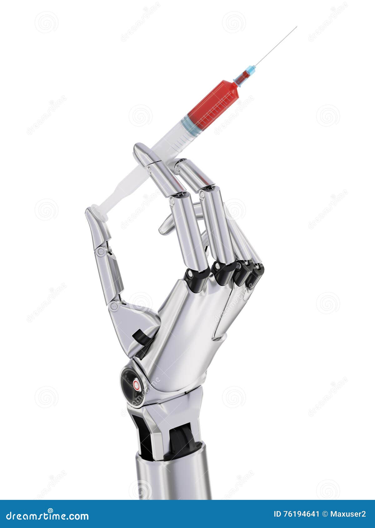 Syringe with Blood in Robotic Hand Concept 3d Illustration Stock ...