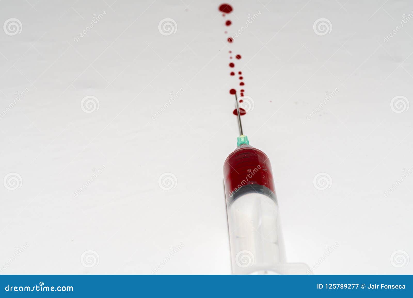 Syringe with Blood on White Background Stock Image - Image of danger ...
