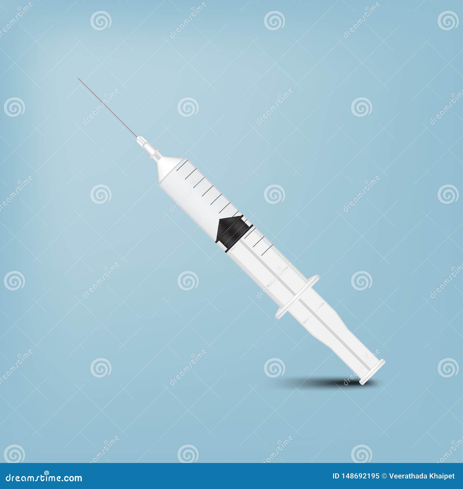 Syringe on blue background stock vector. Illustration of illness ...