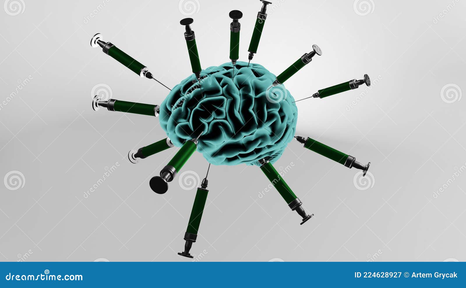 Syringe and Brain stock image. Image of technology, syringe - 224628927