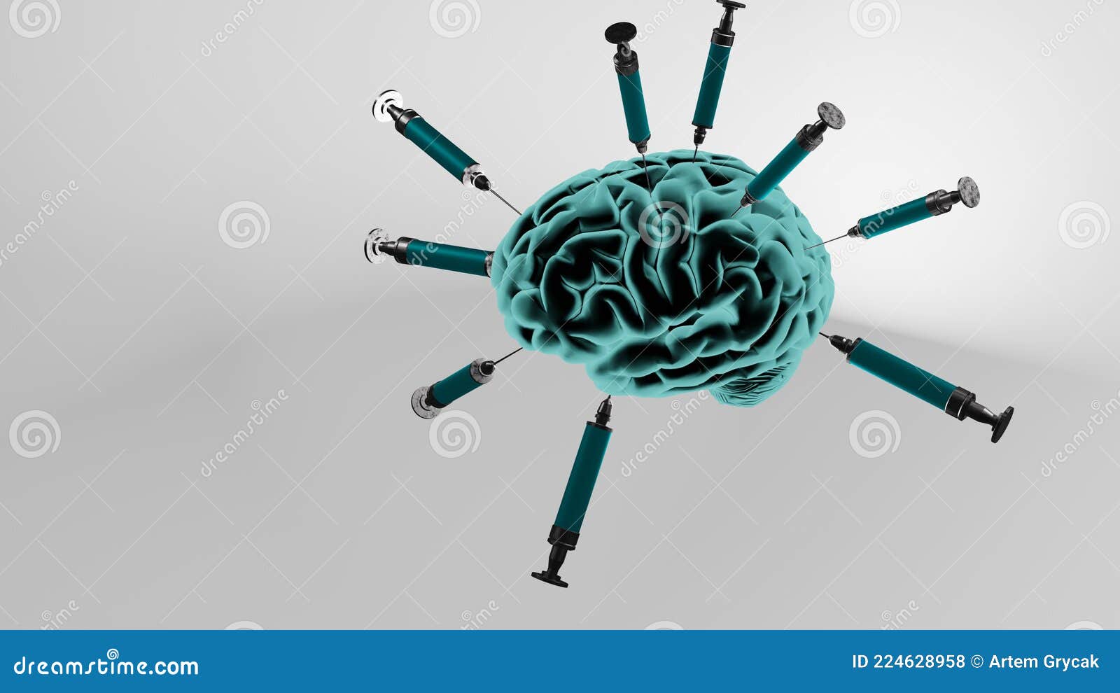Syringe and Brain stock photo. Image of medicine, syringe - 224628958