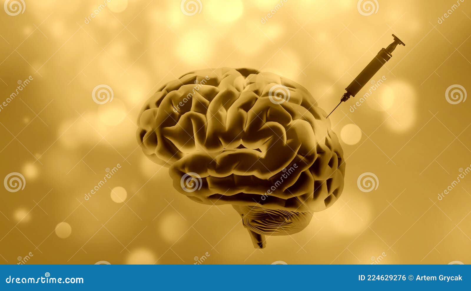 Syringe and Brain stock photo. Image of brain, vaccination - 224629276