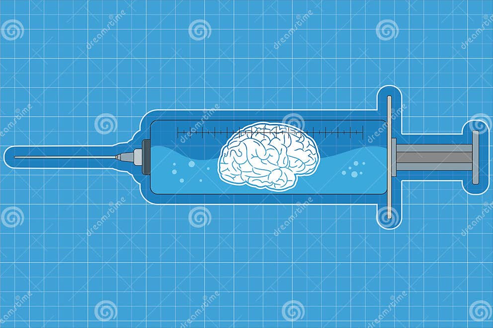 Syringe with Brain 2 stock illustration. Illustration of brilliance ...
