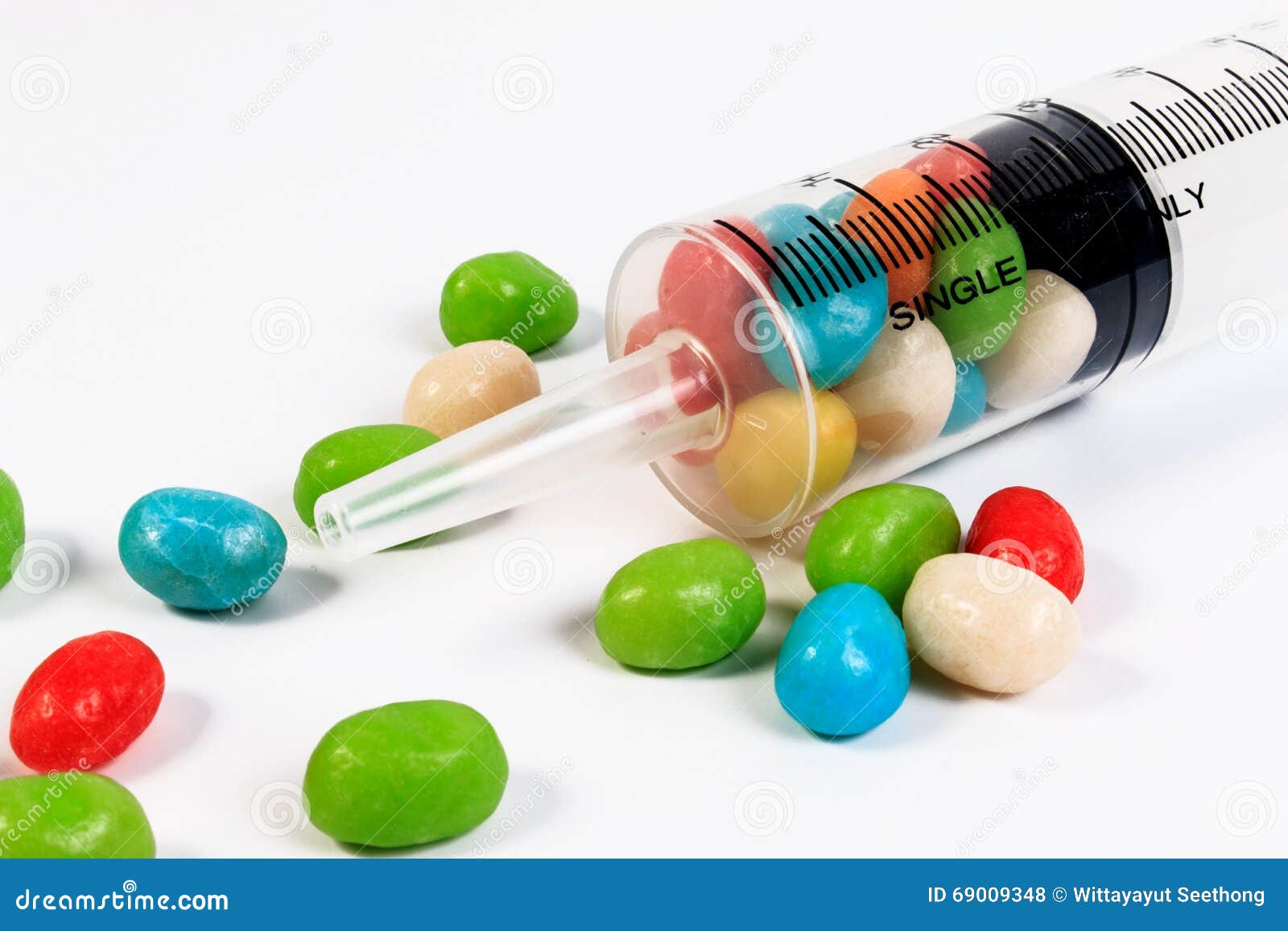 A Syringe and Candy Bottle. Stock Photo - Image of doctor, large: 69009348
