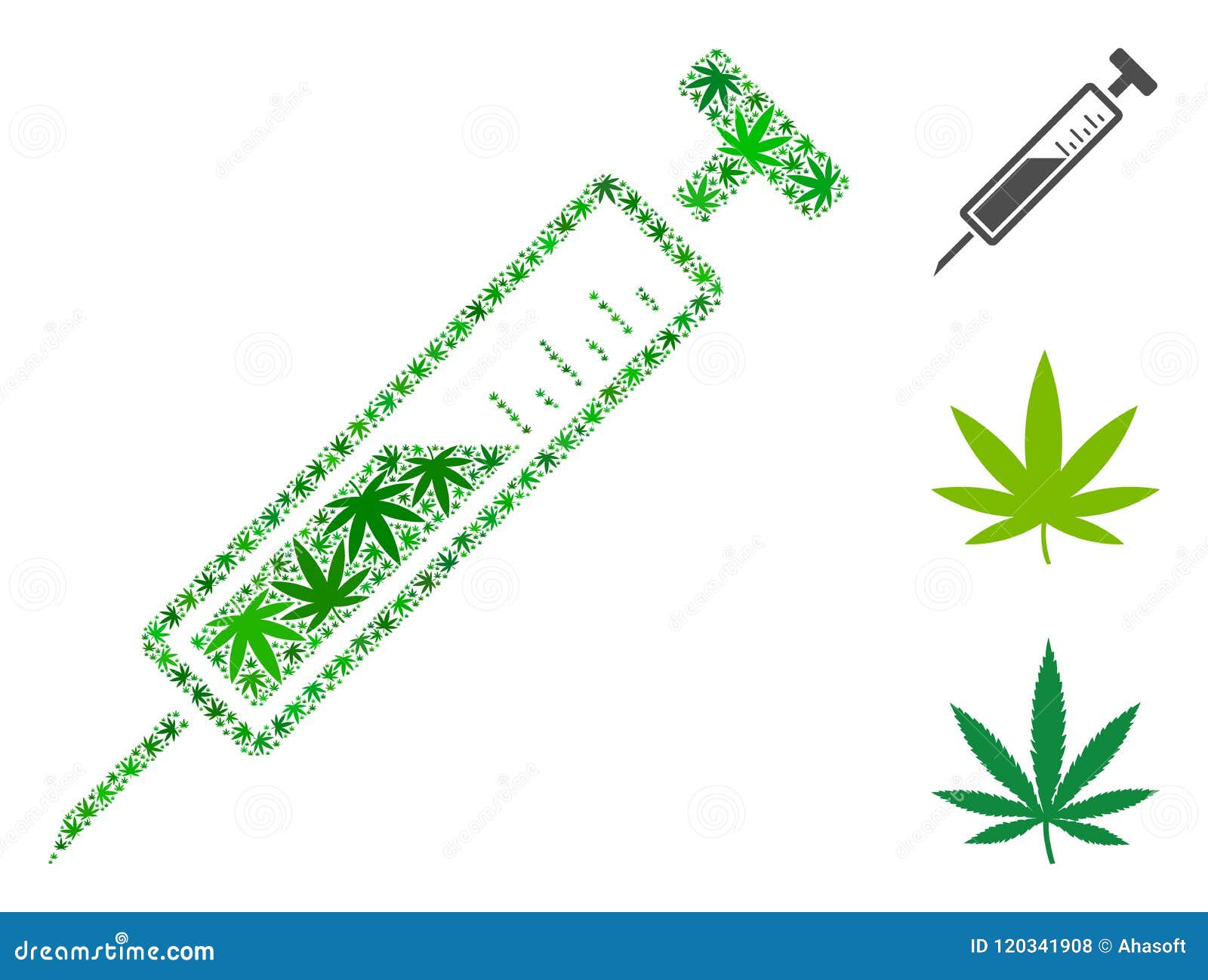 Syringe Composition Of Hemp Leaves Stock Vector Illustration Of