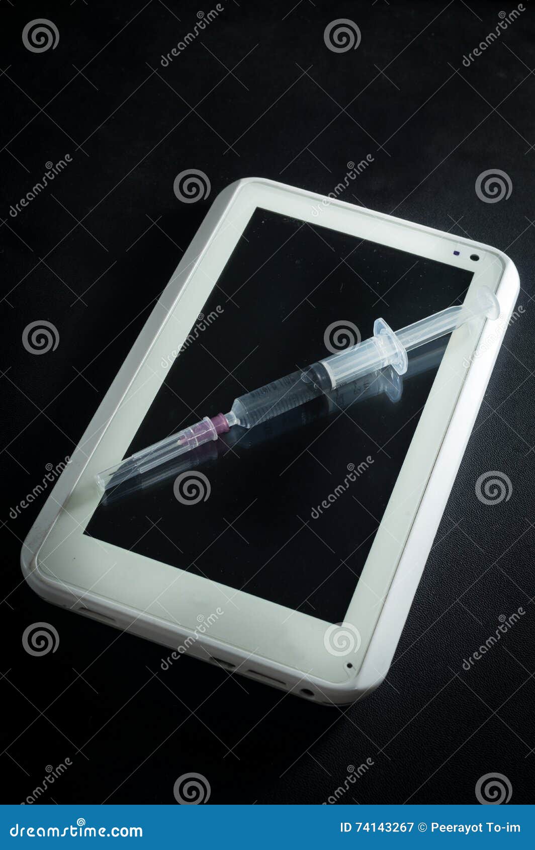Syringe on Computer Tablet. Stock Image - Image of metal, health: 74143267