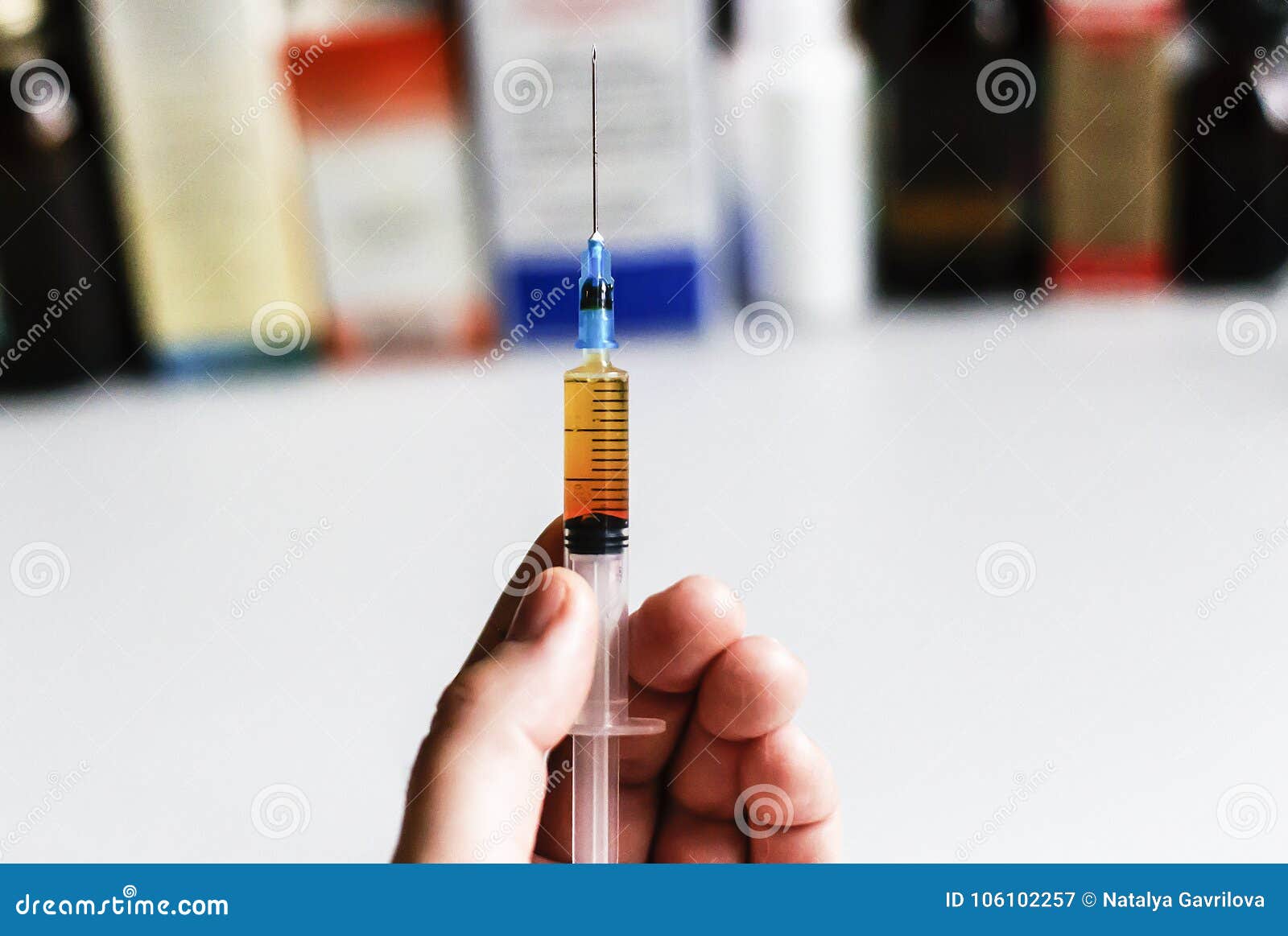 The syringe with the cure stock image. Image of drug - 106102257