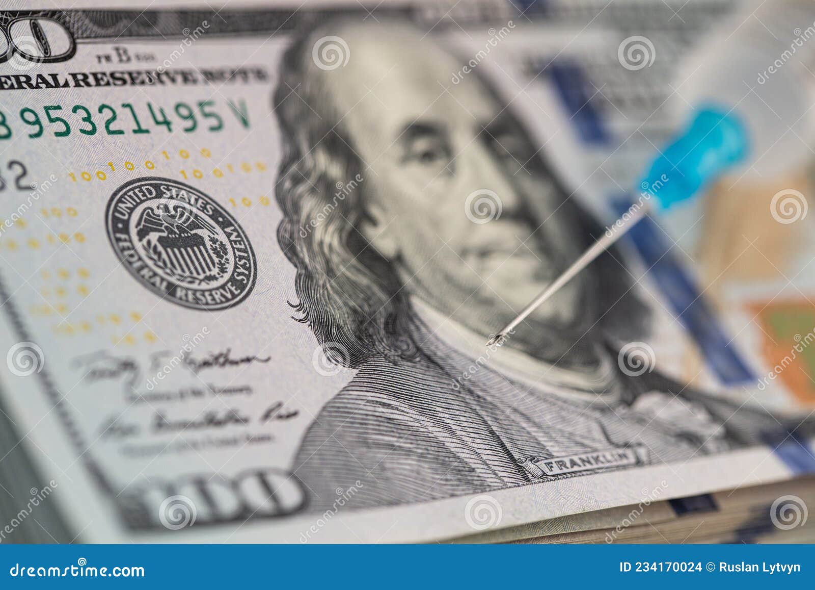 Syringe On 100 Dollar Banknote Stock Photography | CartoonDealer.com ...