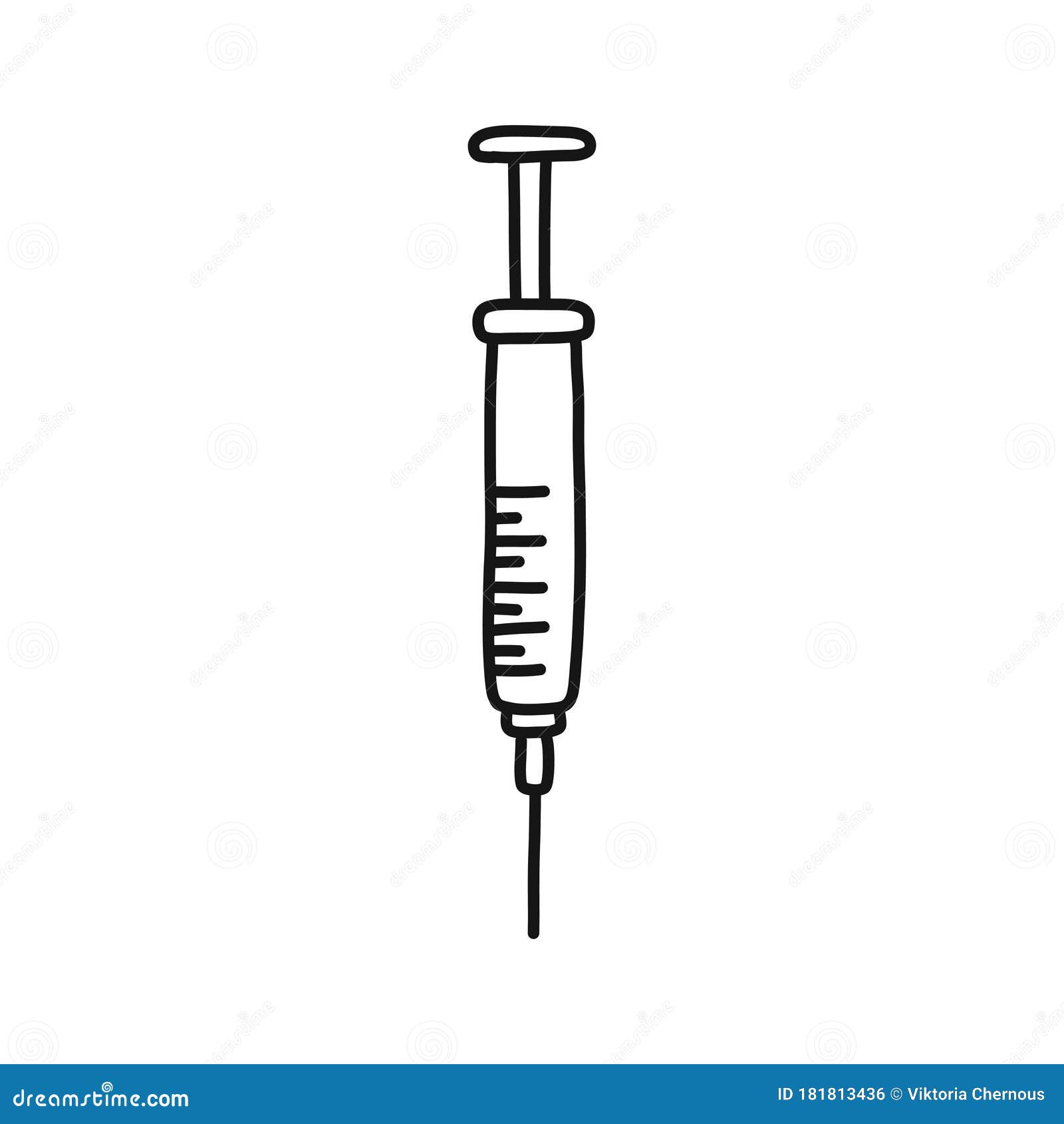 Syringe. Doodle Icon. Drawing By Hand. Coloring Book. Vector ...