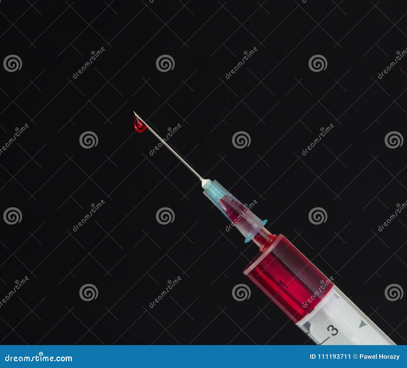 Syringe with a Drop of Blood on the Needle 2 Stock Image - Image of ...