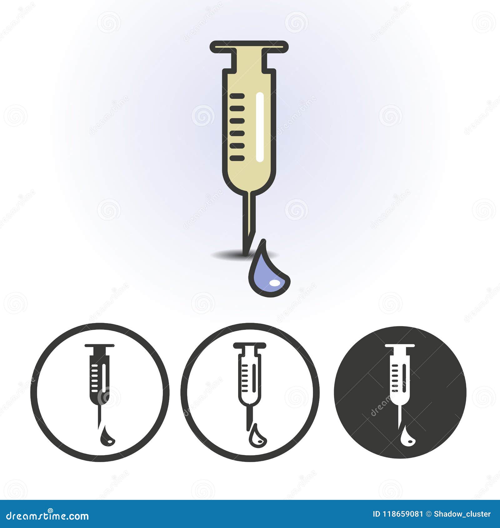 Syringe with drop icon stock vector. Illustration of concept - 118659081