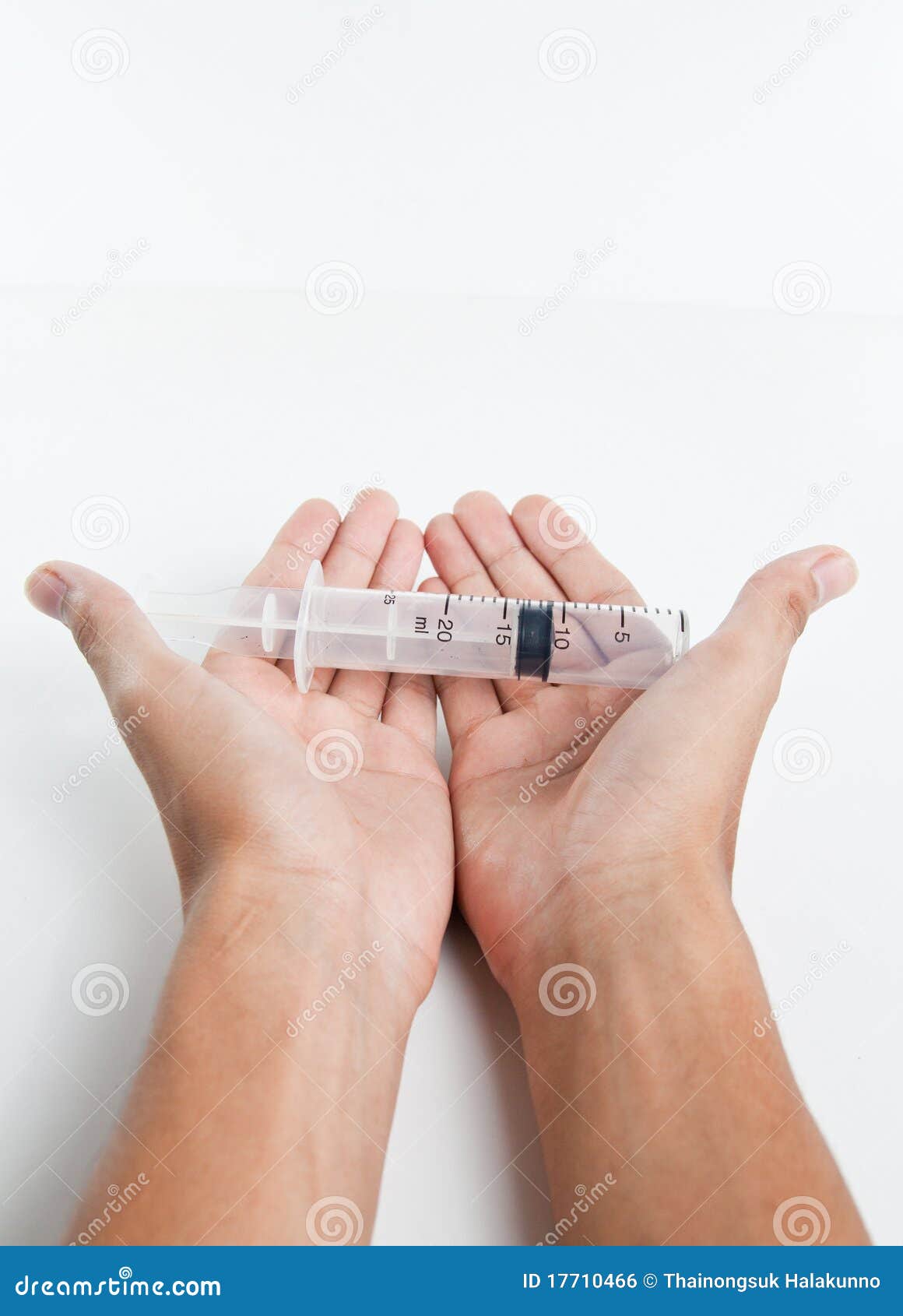 Syringe with hand stock photo. Image of background, putting - 17710466