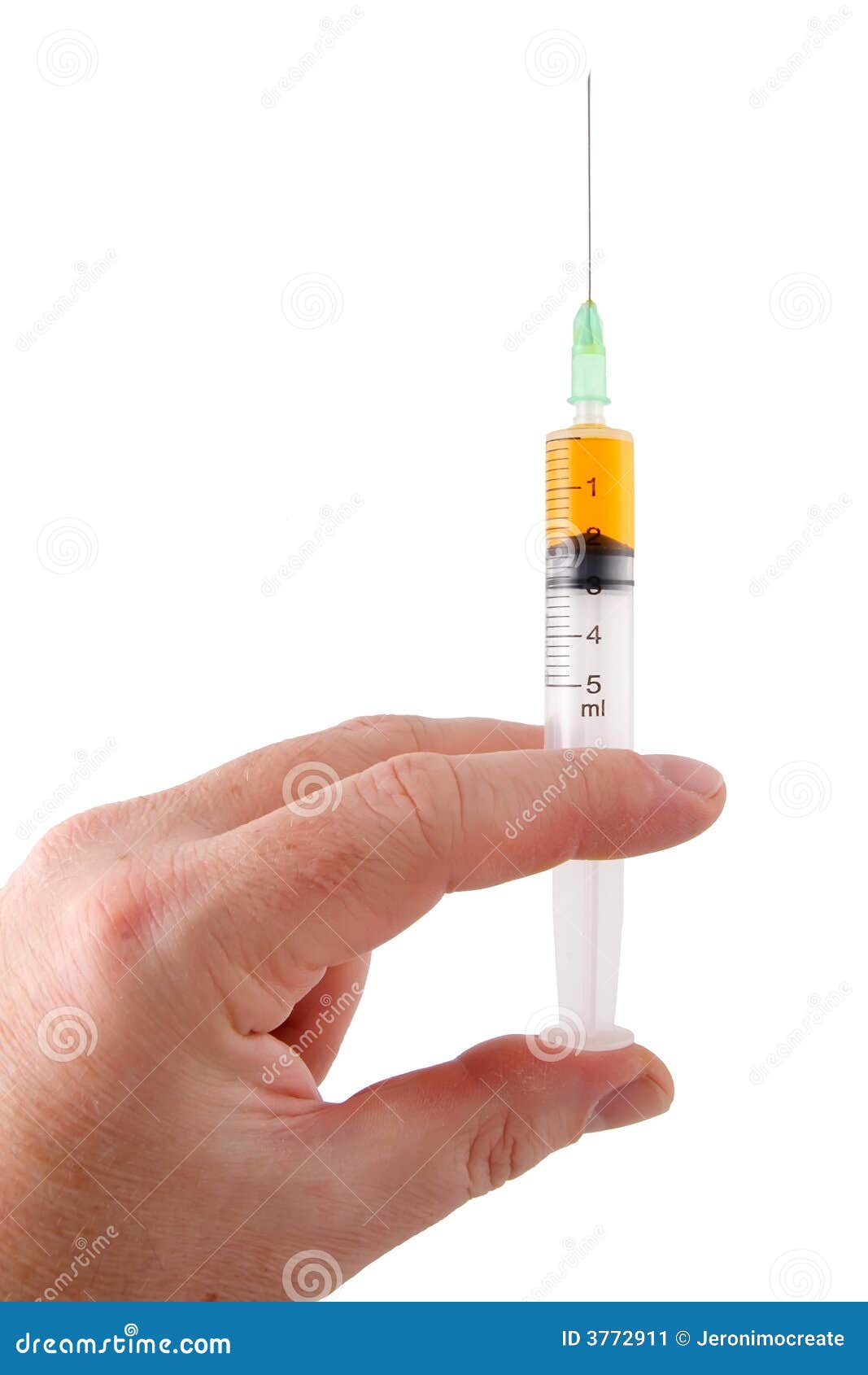 Syringe in hand stock image. Image of injection, glove - 3772911