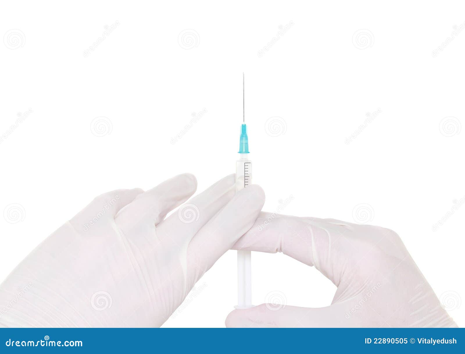 Syringe in Hand in Medical Gloves, , Injection. Stock Image - Image of ...