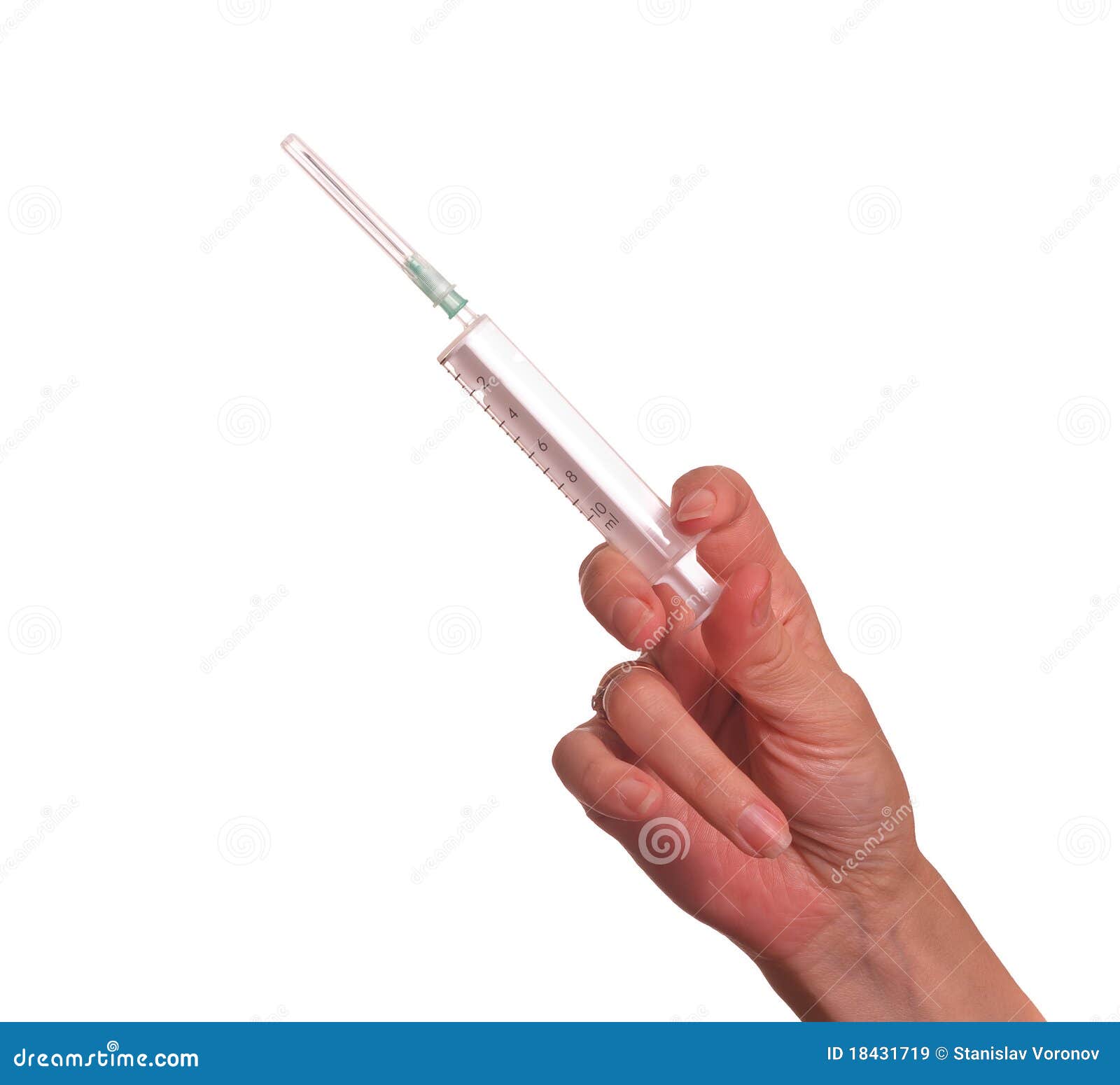 Syringe in hand a nurse. stock image. Image of isolated - 18431719