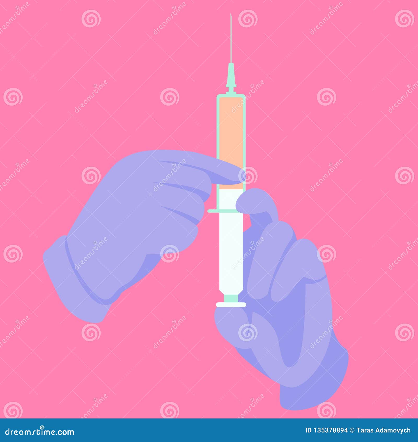 Syringe in Hand ,vector Illustration , Flat Stock Vector - Illustration ...