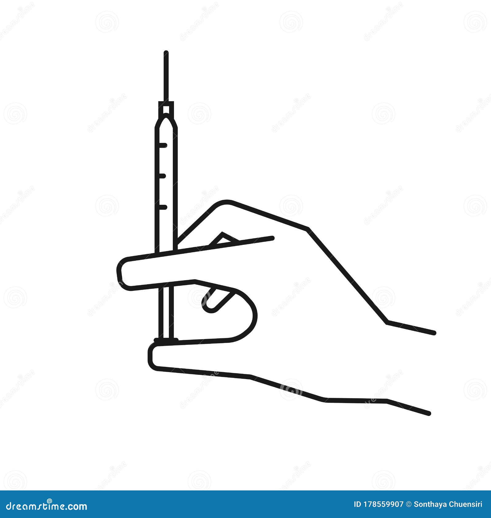 Syringe in a Hand,vector Illustrations Stock Vector - Illustration of ...
