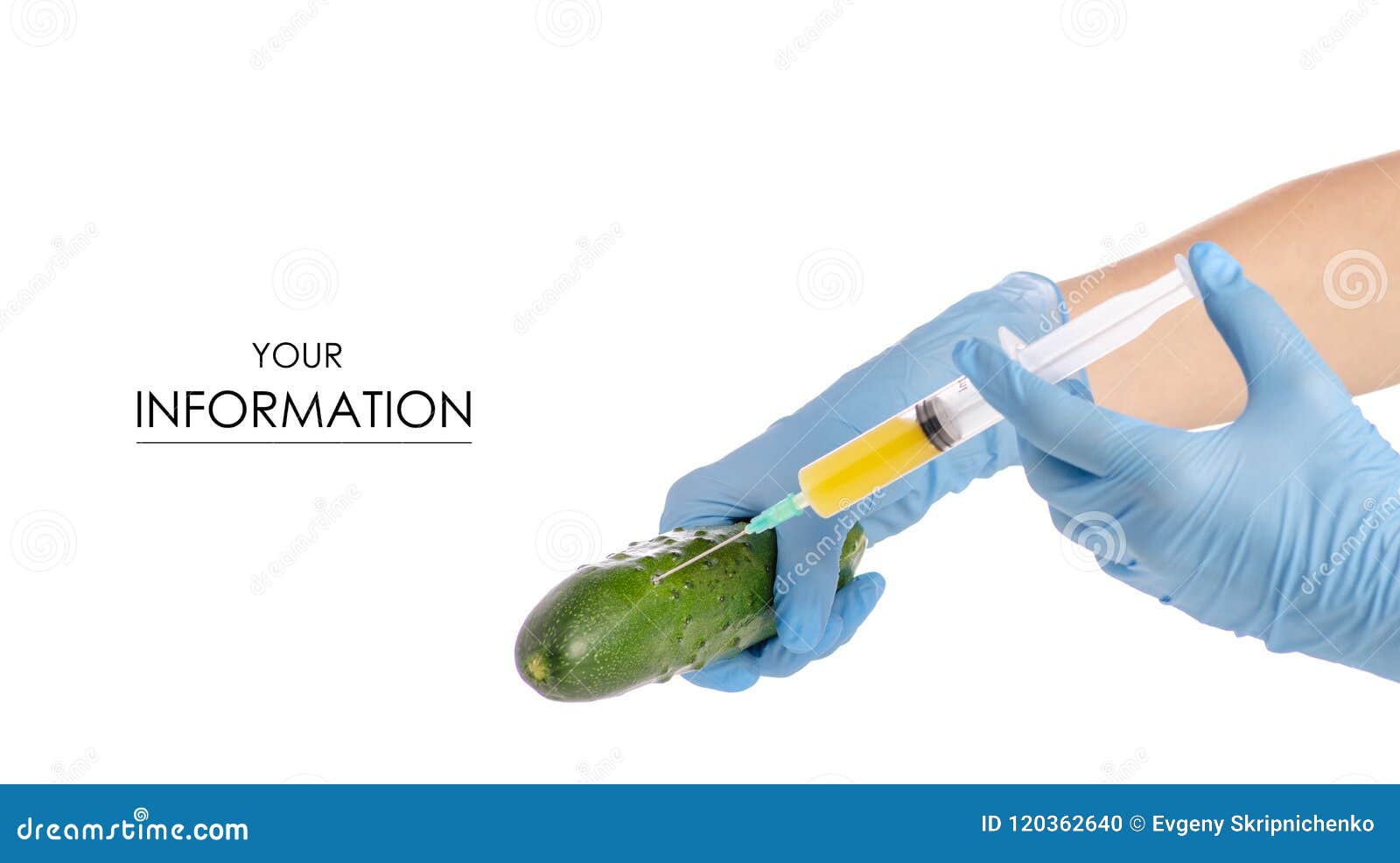 Syringe in the Hands of Cucumber Pattern Stock Photo - Image of green ...