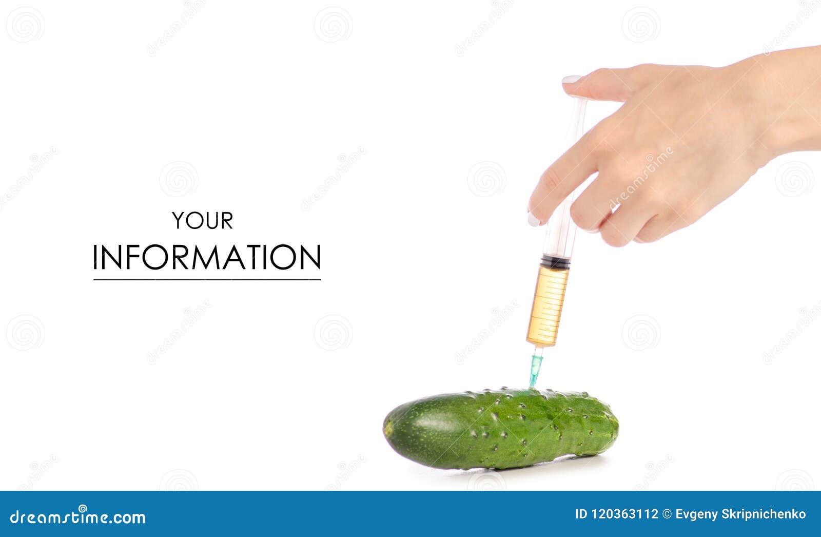 Syringe in the Hands of Cucumber Pattern Stock Photo - Image of needle ...