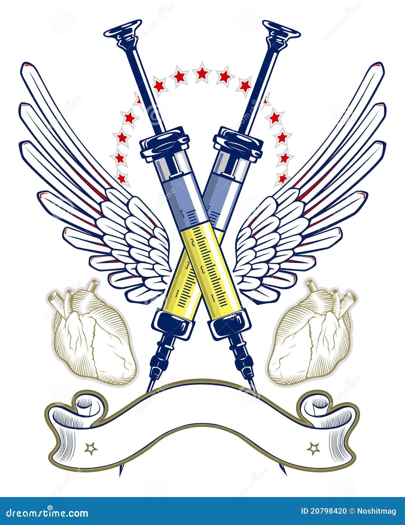 Syringe and Heart Wing Emblem Stock Vector - Illustration of graphic ...