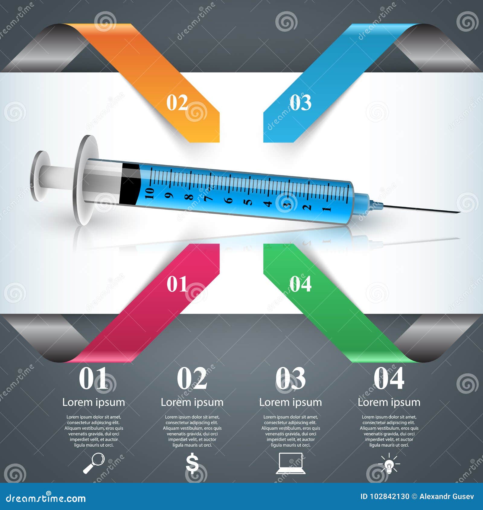 Syringe Icon. 3D Medical Infographic Stock Vector - Illustration of ...