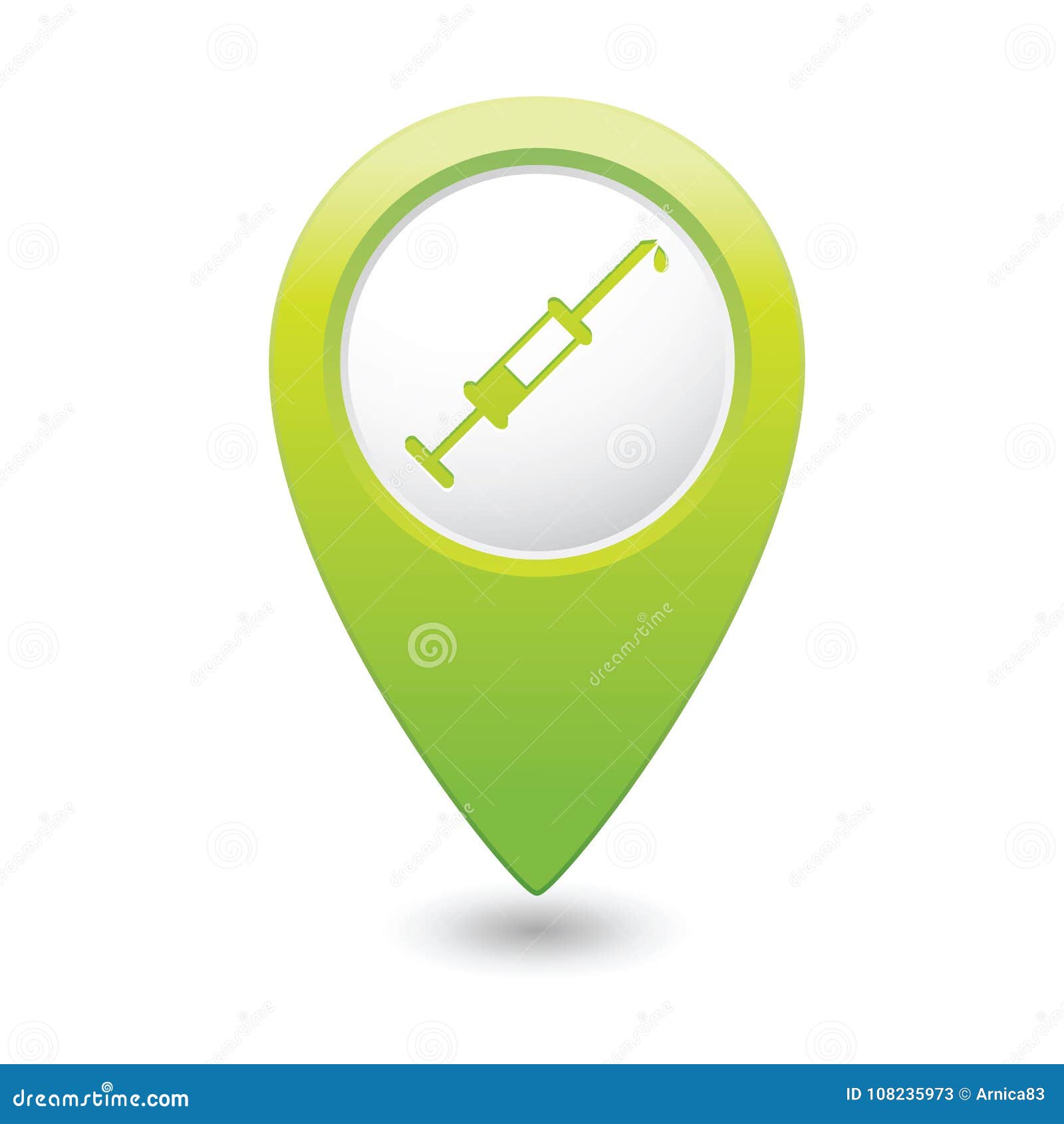 Syringe Icon on the Map Pointer Stock Vector - Illustration of clinic ...