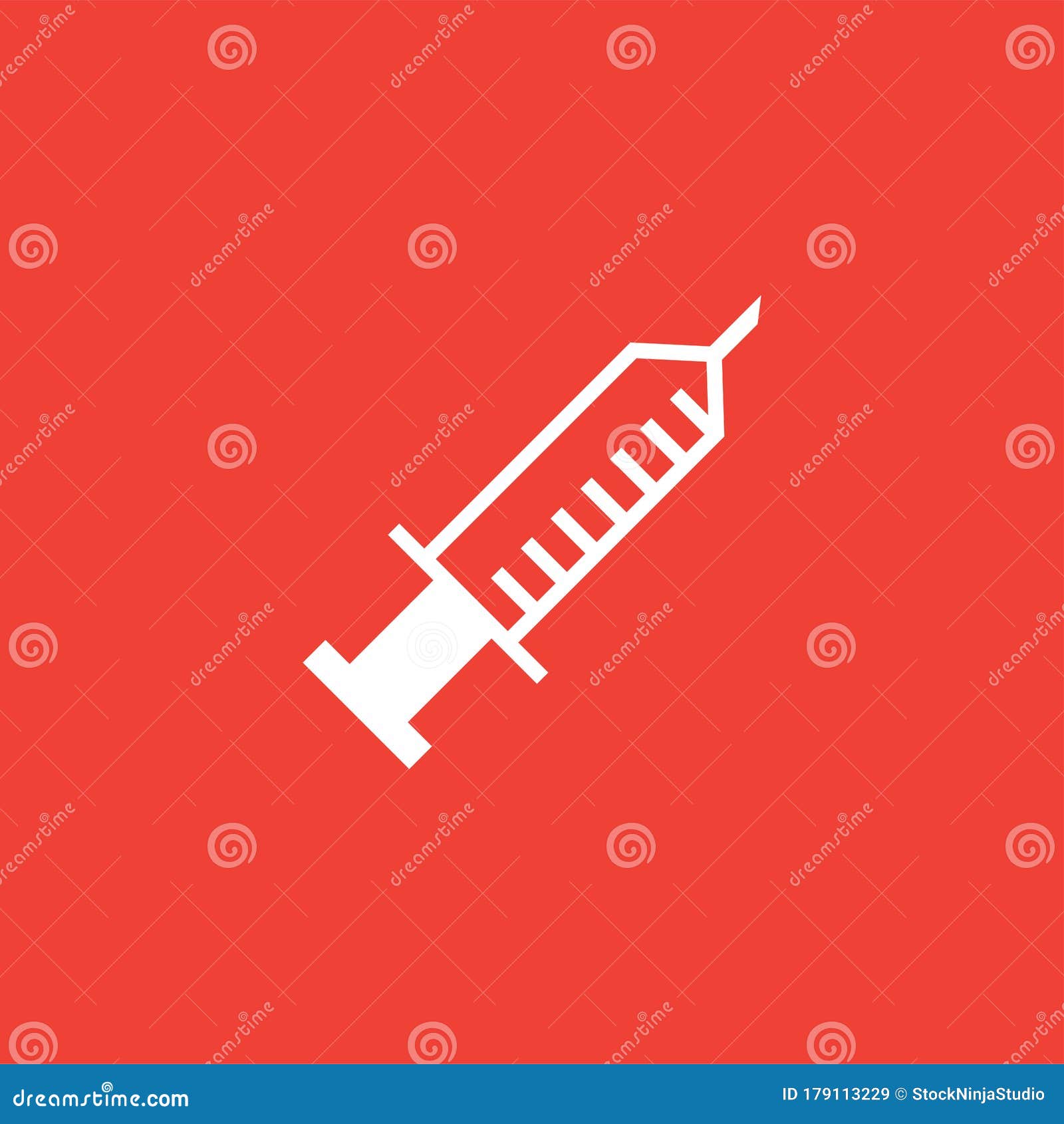 Syringe Icon on Red Background. Red Flat Style Vector Illustration ...