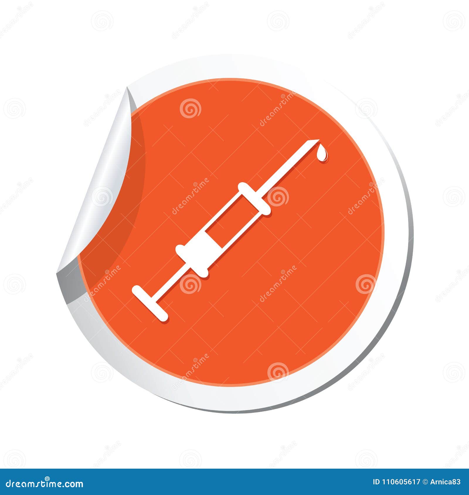 Syringe Icon on the Sticker Stock Vector - Illustration of guide ...