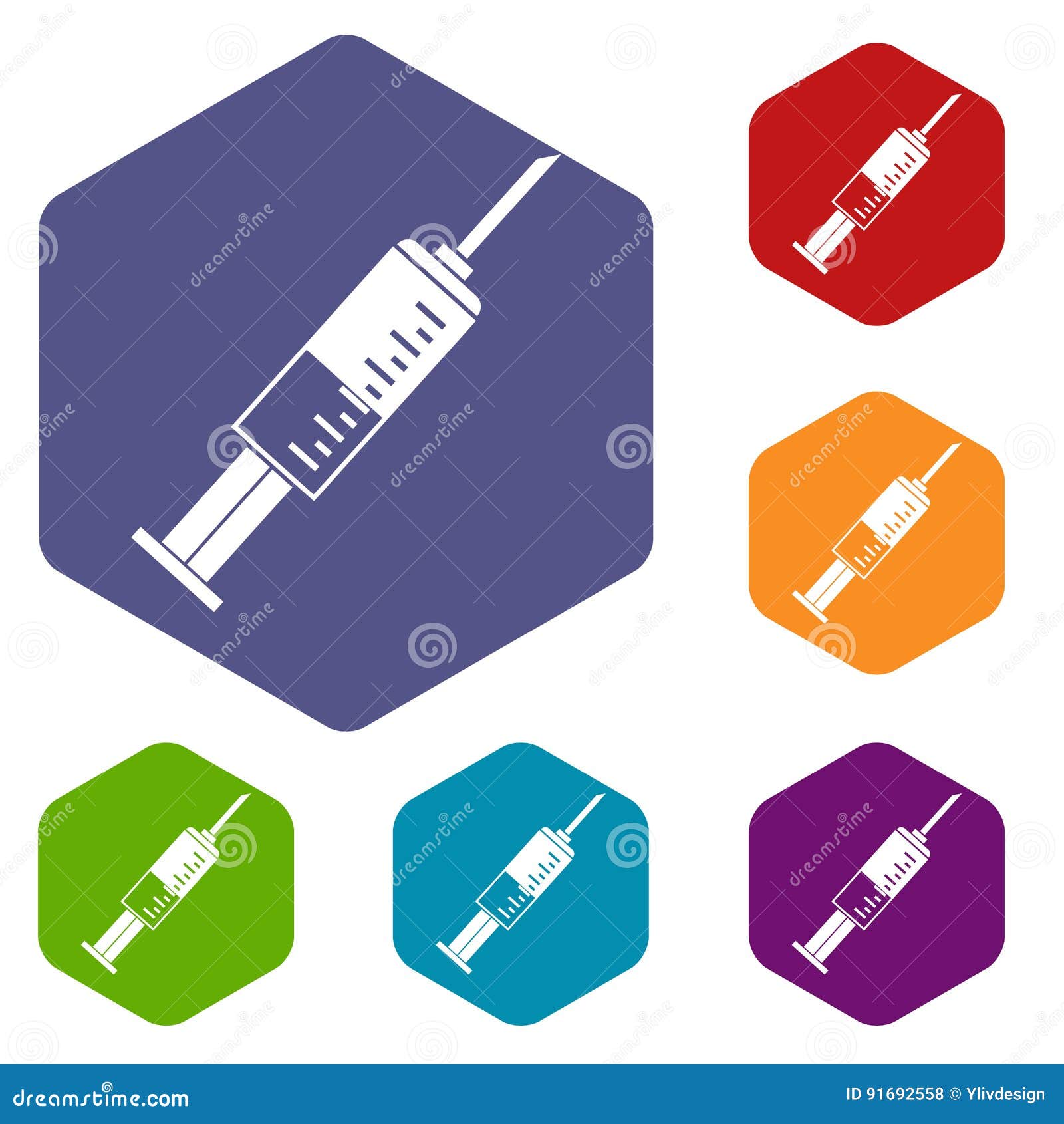 Syringe icons set hexagon stock vector. Illustration of isolated - 91692558