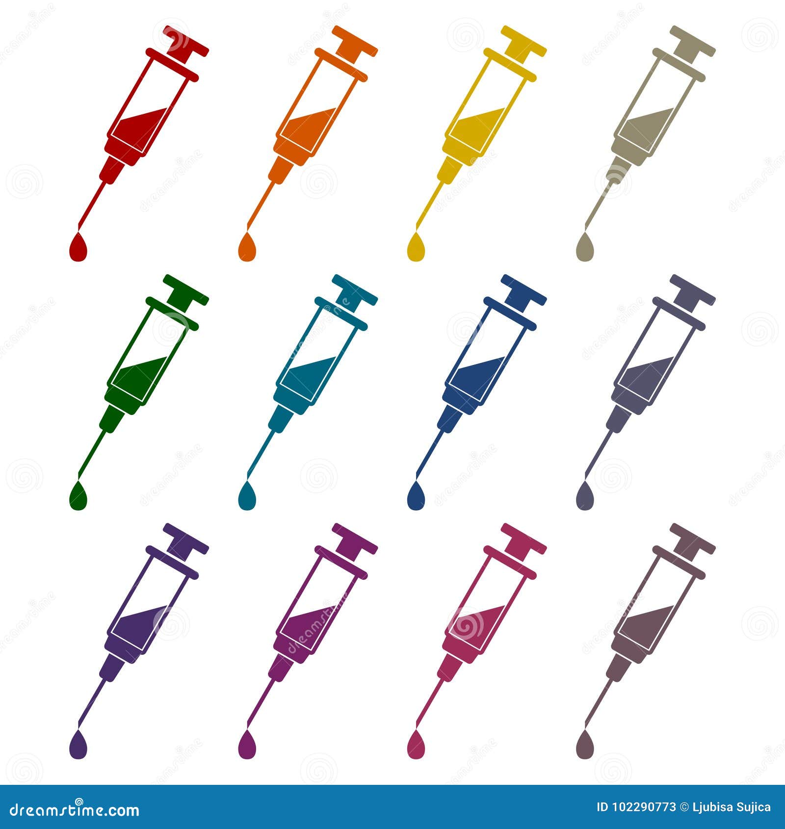 Syringe icons set stock vector. Illustration of medical - 102290773