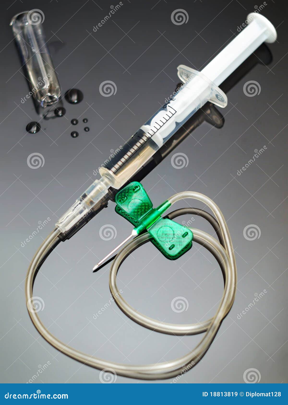 Syringe with infusion unit stock image. Image of cure - 18813819