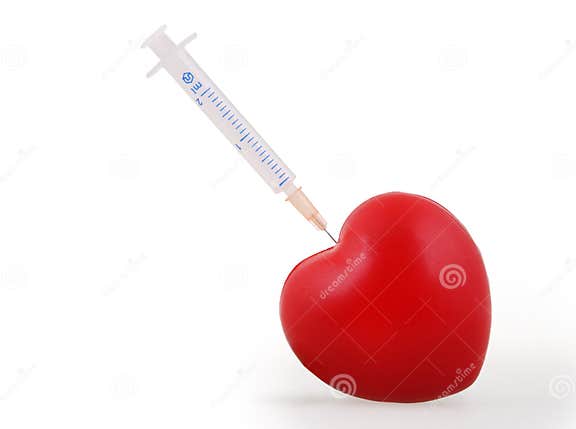 Syringe Injecting a Red Heart Stock Photo - Image of sharp, liquid ...