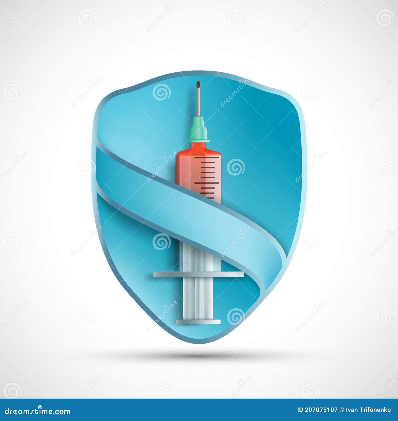 Syringe with Injection on the Background of a Shield Stock Vector ...
