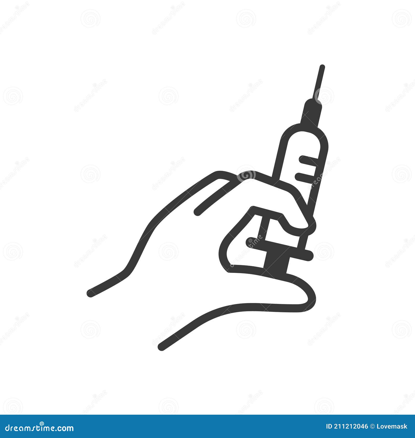 Syringe Injection in Hand Icon on White Background. Vector Illustration ...