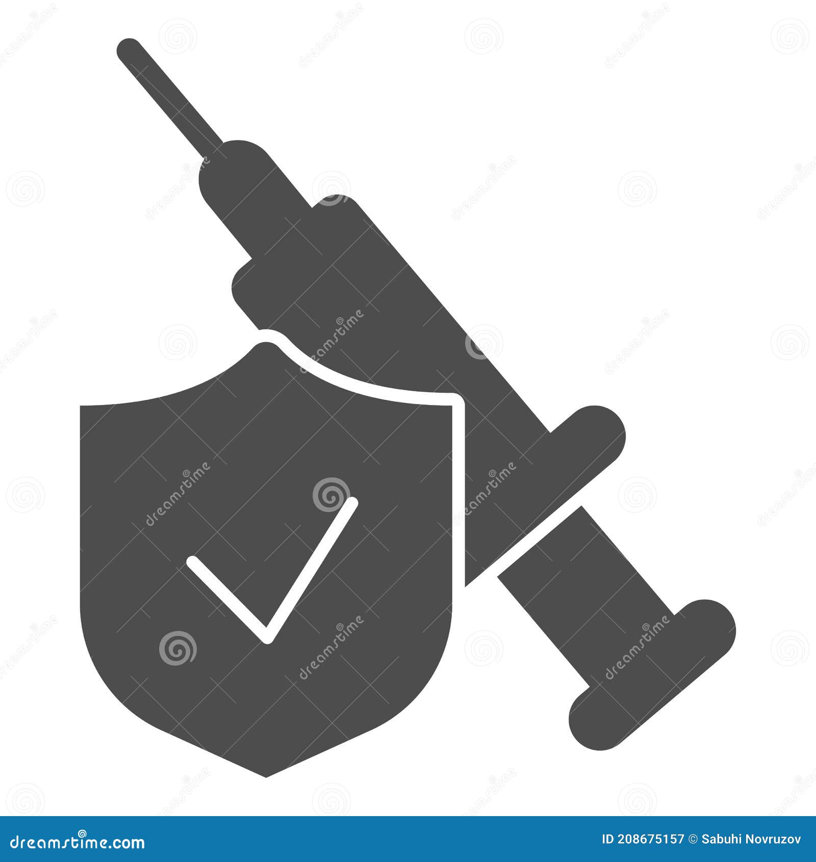 Syringe Injection with Shield Solid Icon, Injections Concept, Emblem ...