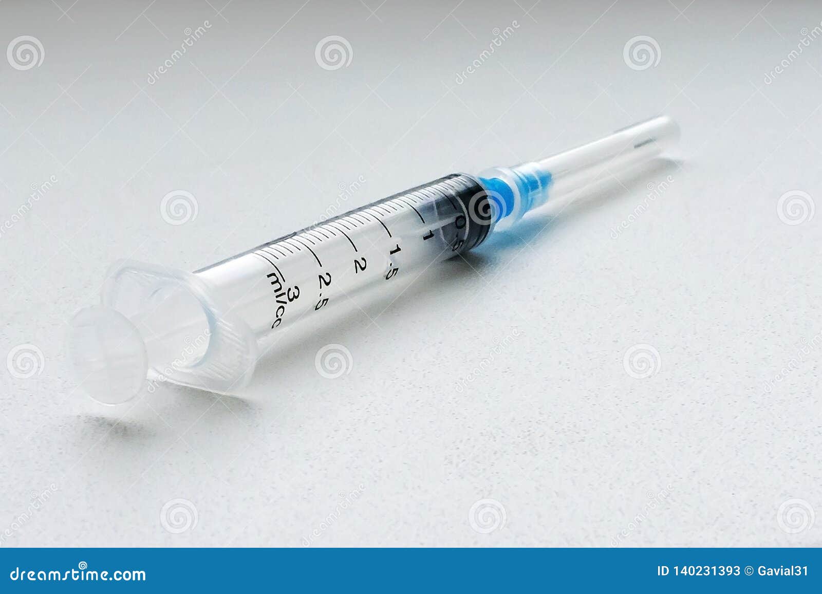 Syringe for Injection on a White Background. Selective Focus. Copy ...