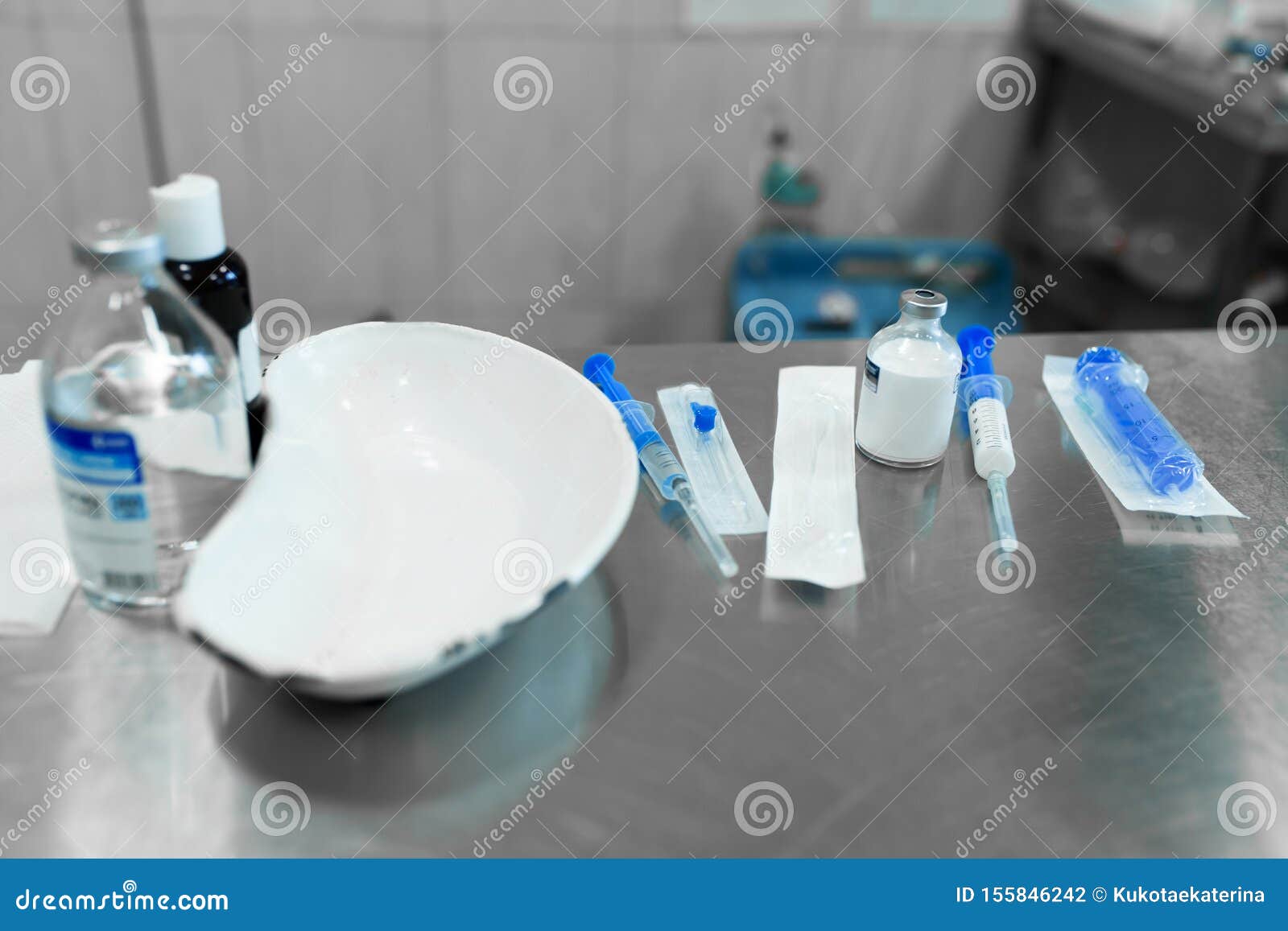 Syringe Kit on Metal Table in Clinic Stock Photo - Image of clinic ...