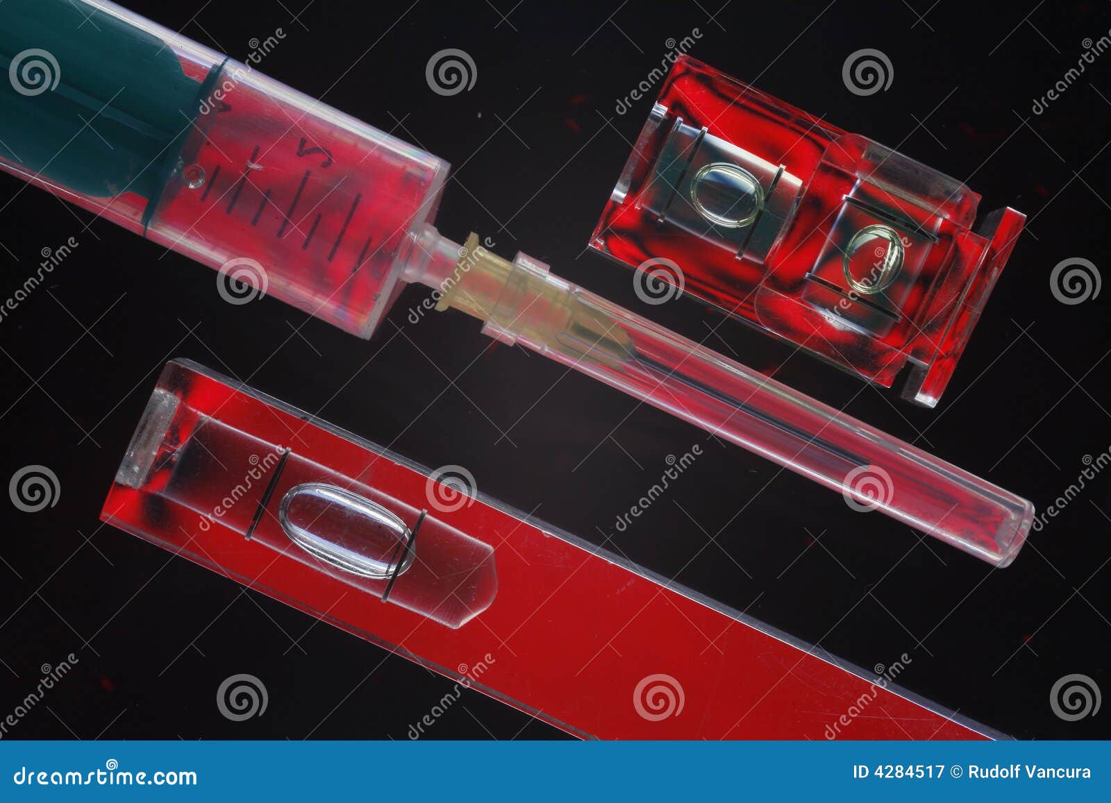 Syringe & Levels with Red Stock Image - Image of healthcare, injection ...