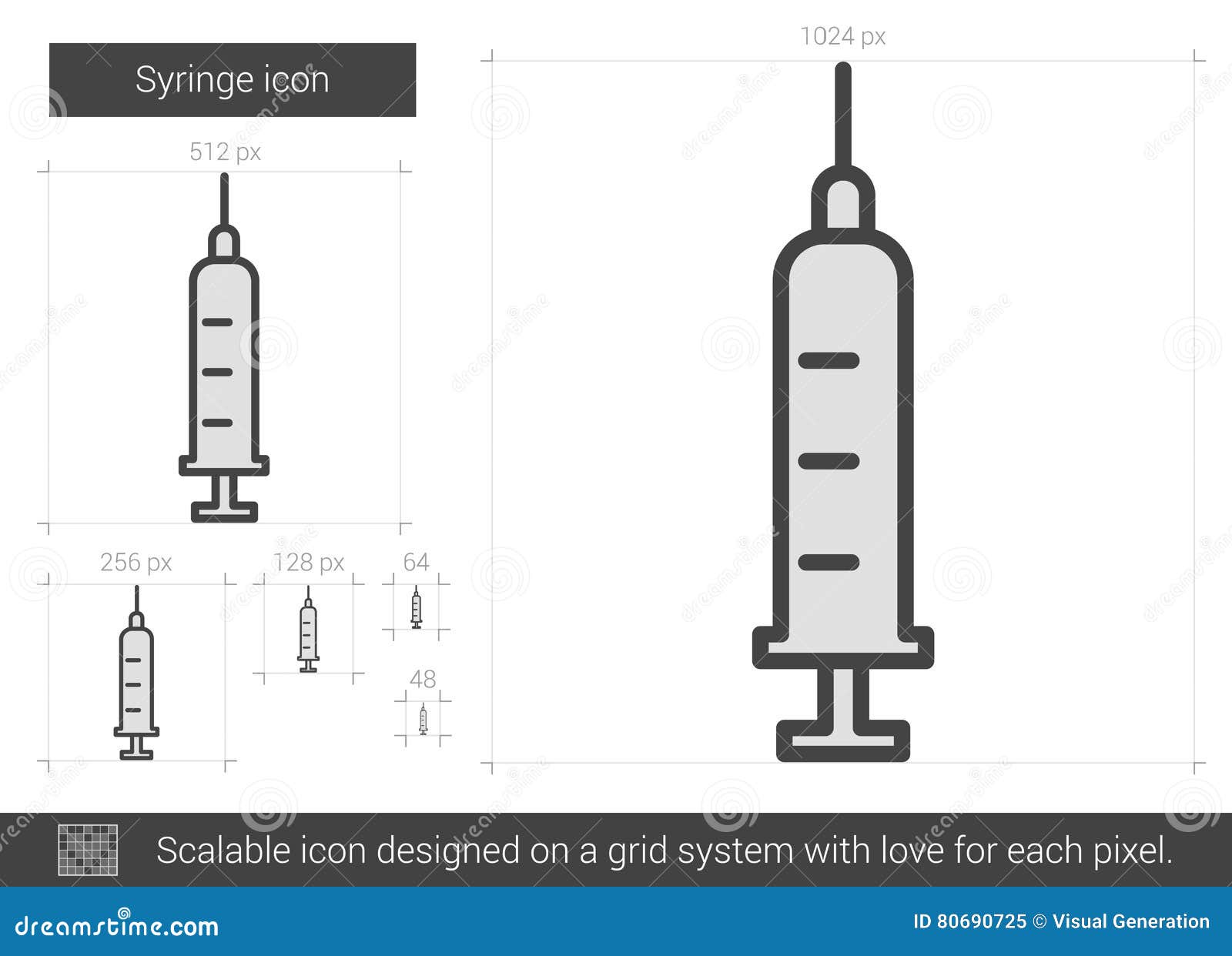 Syringe line icon. stock vector. Illustration of dose - 80690725